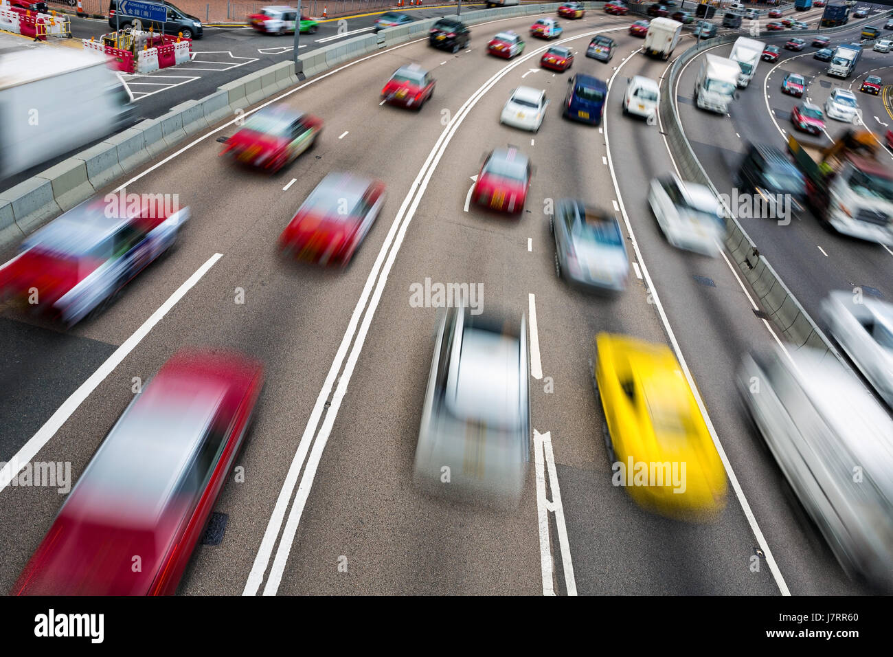 Traffic on multiple lane highway with motion blur Stock Photo - Alamy