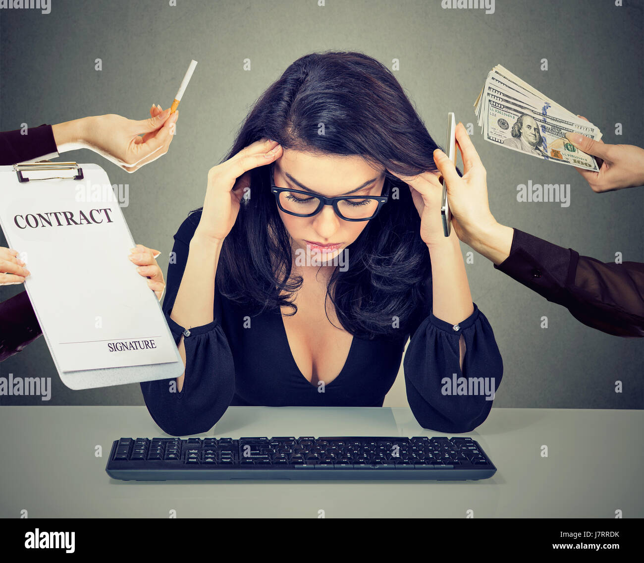 Woman Overwhelmed Office Desk High Resolution Stock Photography and ...
