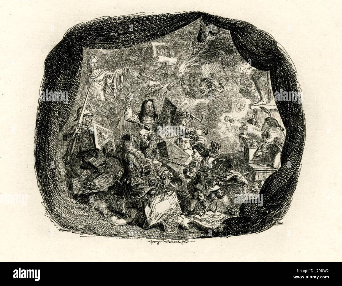 Battle of Engravers by George Cruikshank 1828 Stock Photo - Alamy