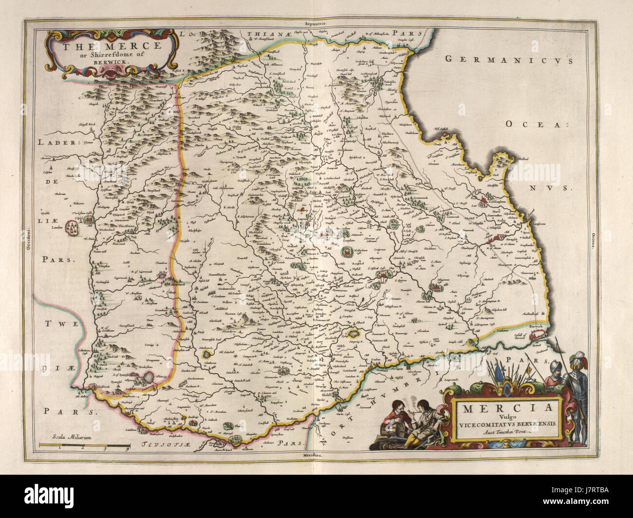 Blaeu Atlas of Scotland 1654 MERCIA Berwickshire Stock Photo - Alamy