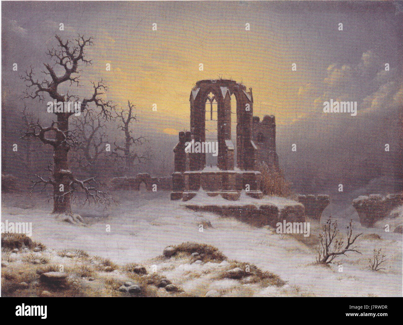 Carl Hasenpflug's 'Kirchenruine im Schnee' (Church Ruins in Snow) from ...
