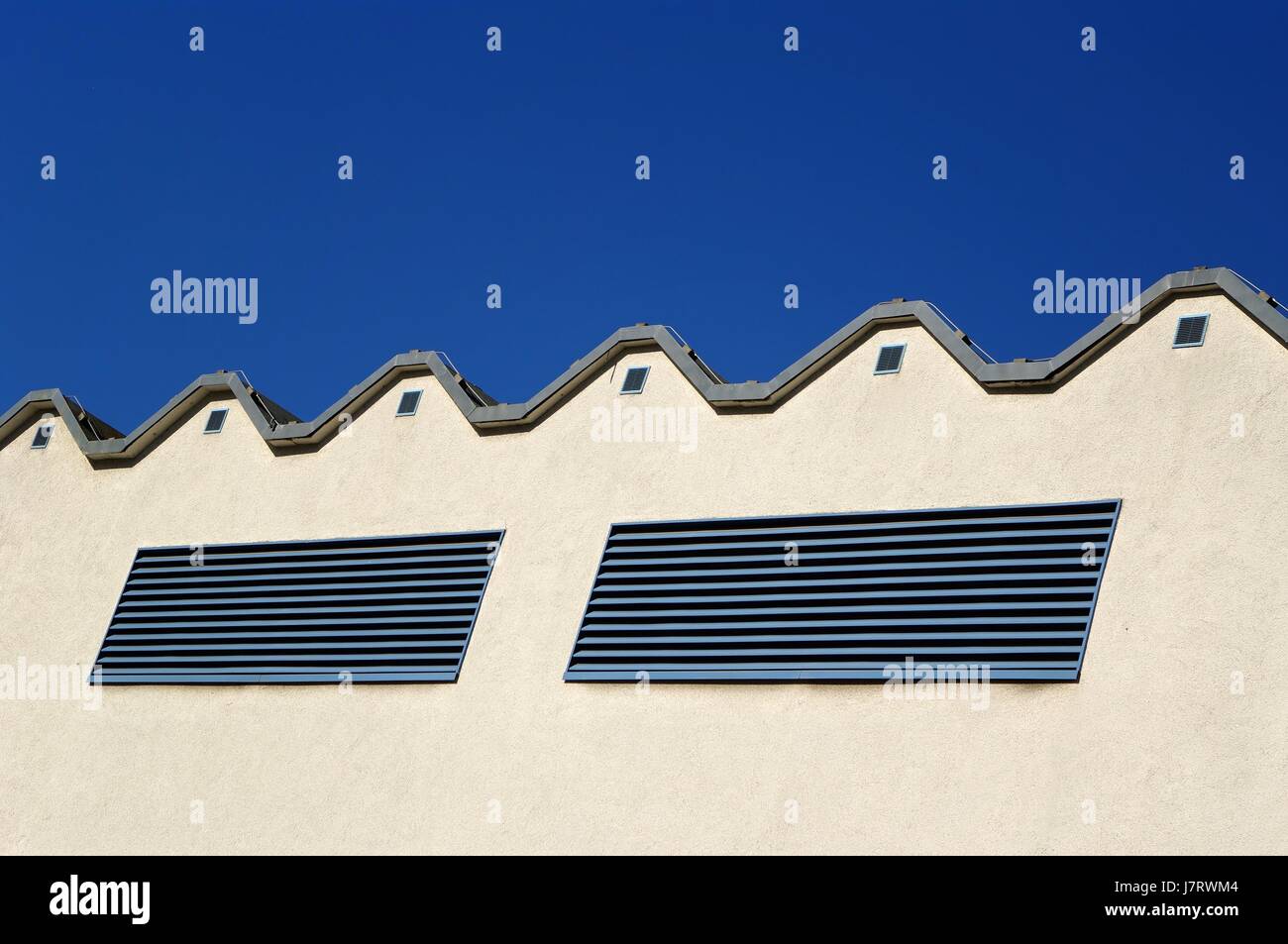 house building wall waved lines ventilator rooftop grating grate grid ...