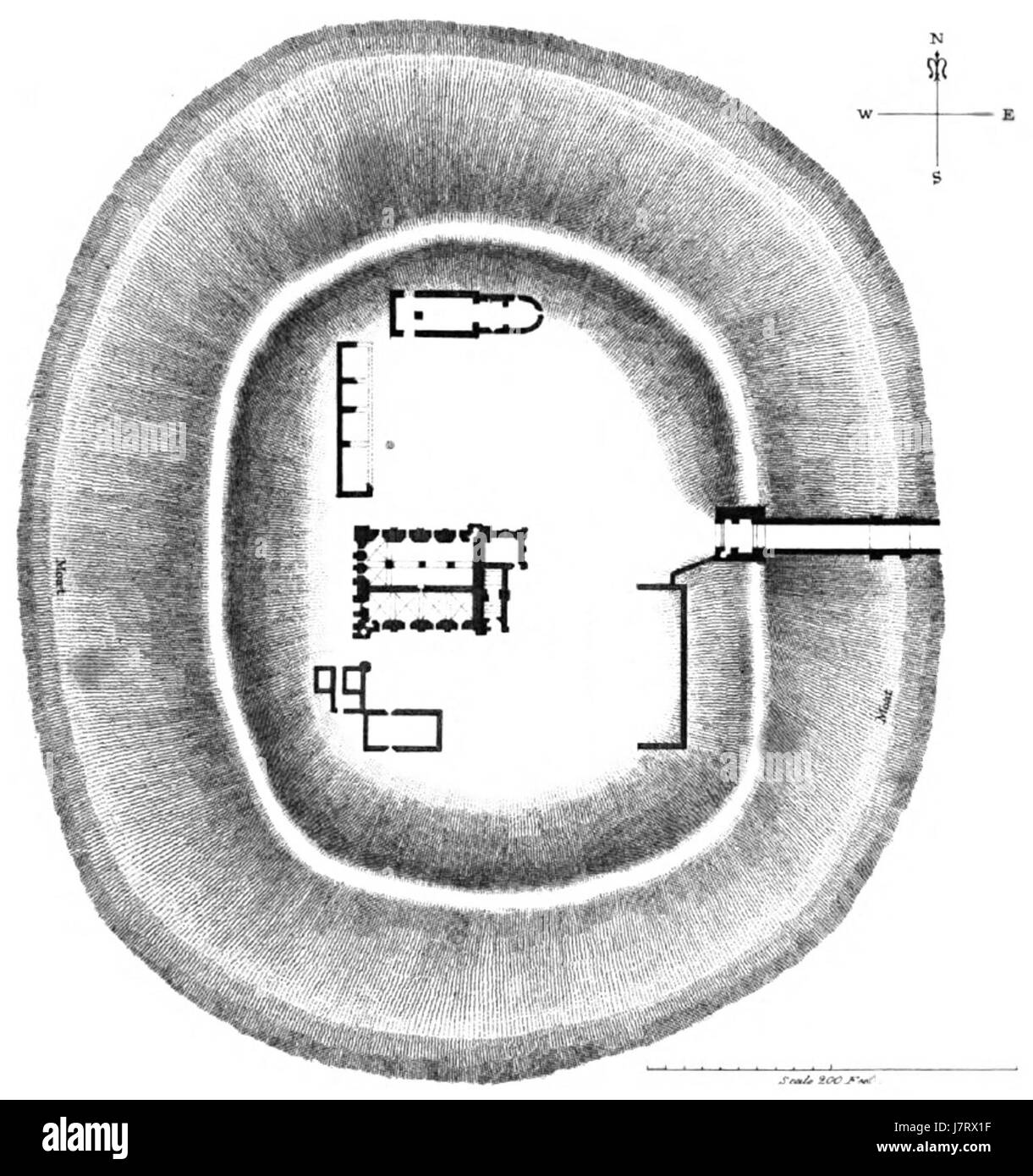 A historical architectural plan of Castles Rising Castle, an English ...