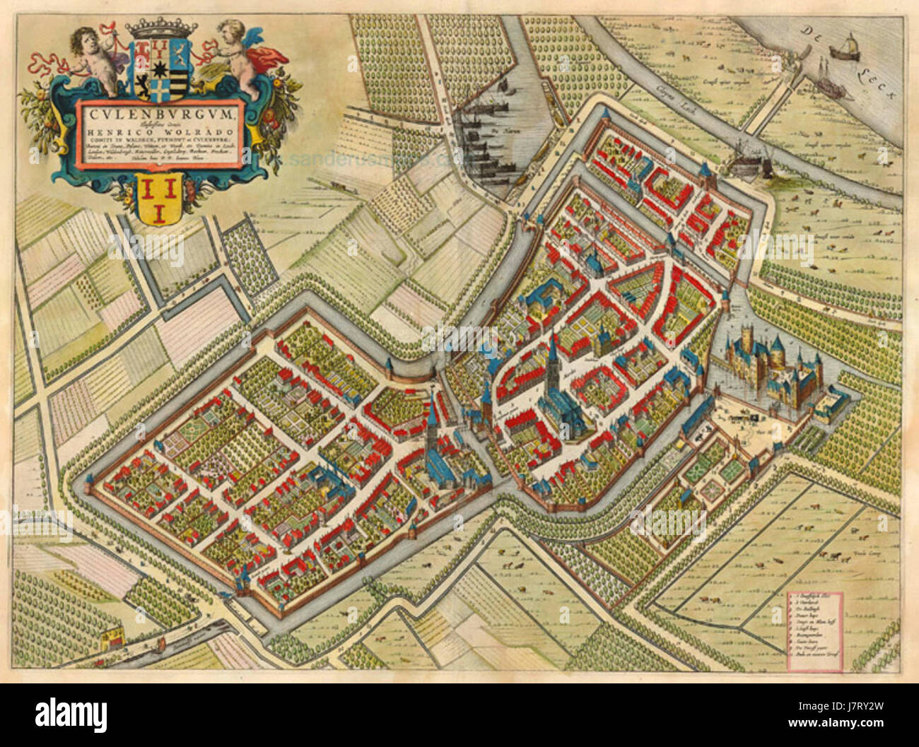 This map from 1649 by Blaeu depicts the town of Culemborg in the ...