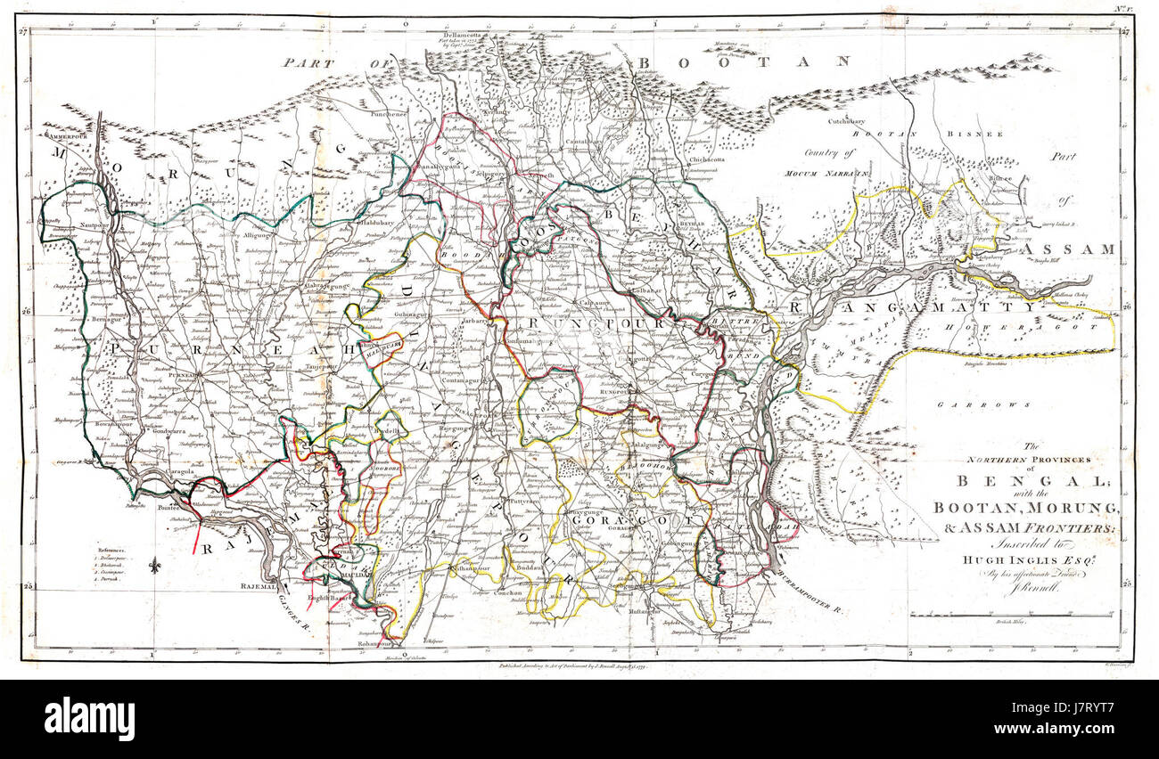 The Bengal Map by Inglis showcases the geographical and topographical ...