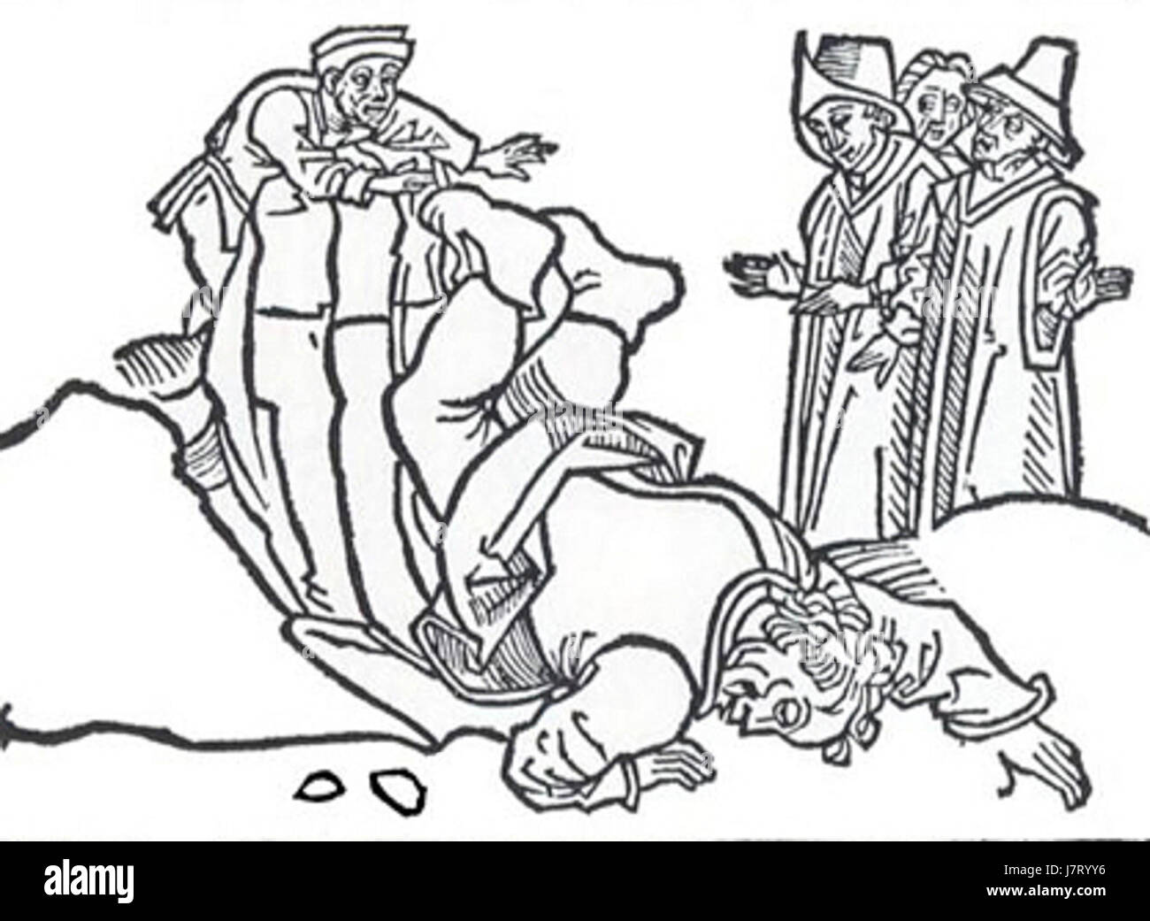 Death of Aesop woodcut 1489 Stock Photo - Alamy