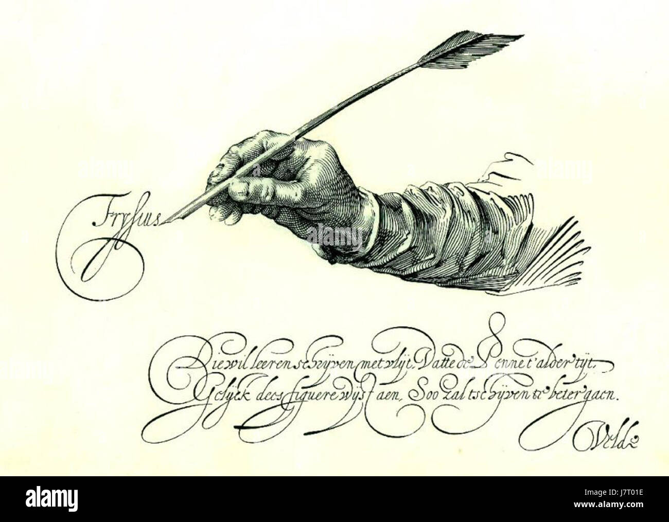 'Calligrafie' is a 1605 engraving by Dutch calligrapher Jan van de ...