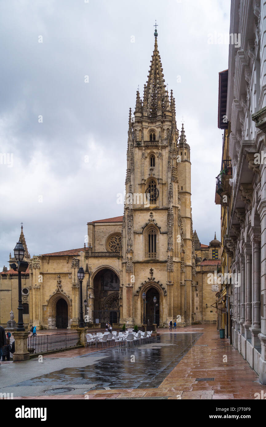 Oviedo cathedral (Catedral de San Salvador), Asturias, Spain Stock ...