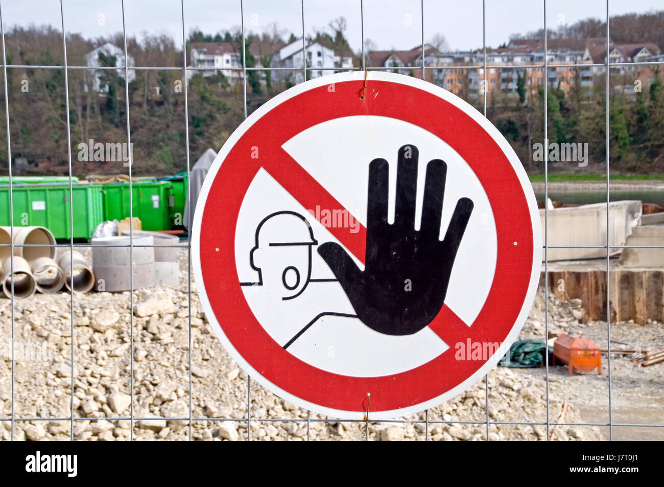 sign signal fence fence in fencing ban prohibition sign construction ...