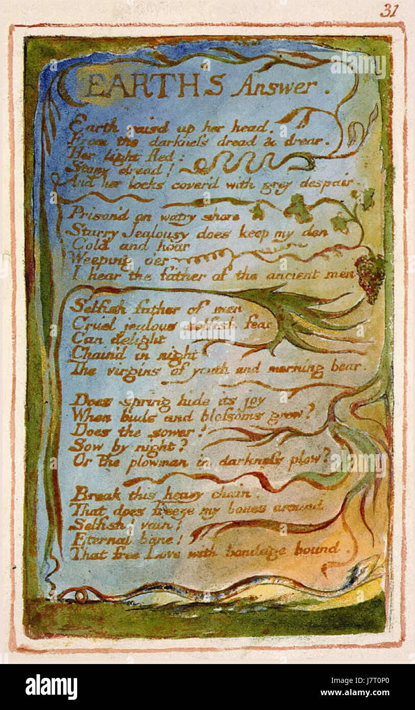 Blake's 'Earth's Answer' is a poem by William Blake, part of his ...
