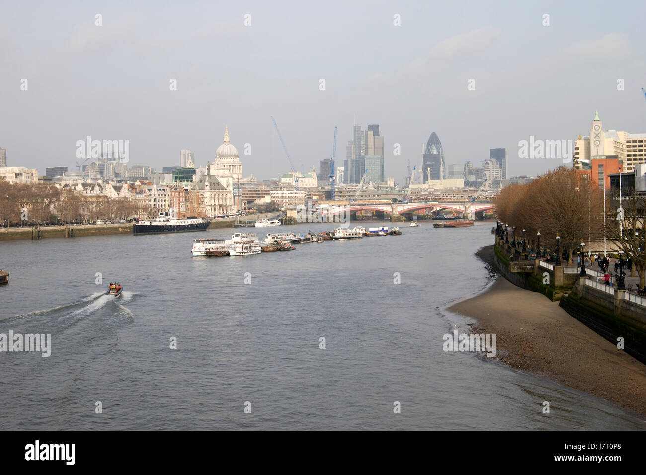 city town london england thames boat embankment dam river water rowing ...