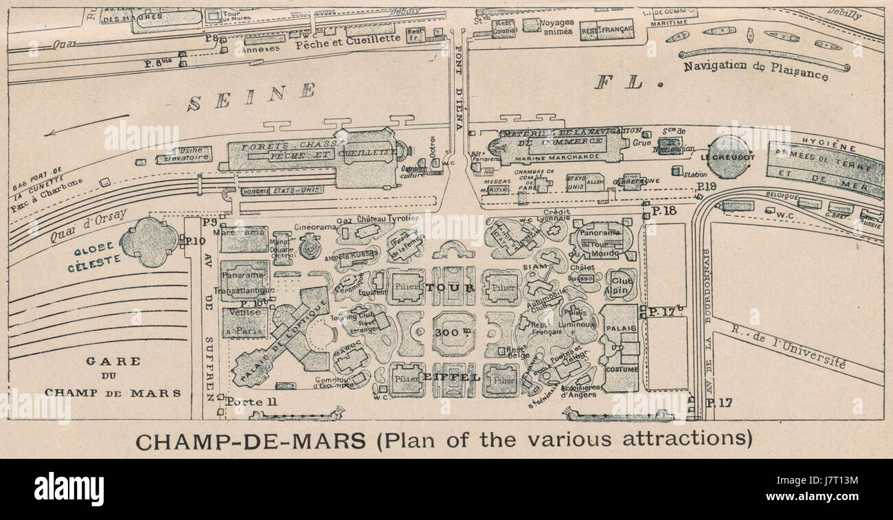 The Champ de Mars plan depicts the layout of the park in Paris ...