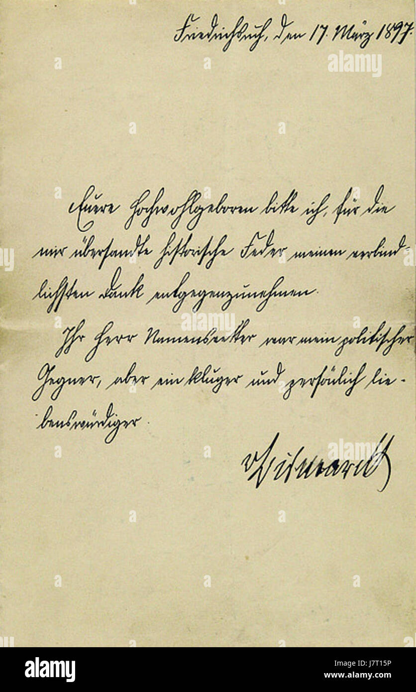 Bismarck Brief 1897 03 17 Stock Photo - Alamy