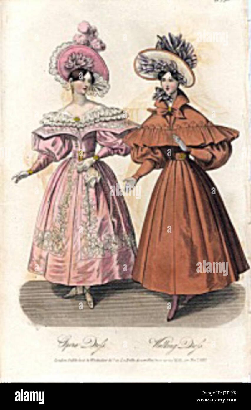 'Gravure de mode 1830' refers to a fashion engraving from 1830 ...
