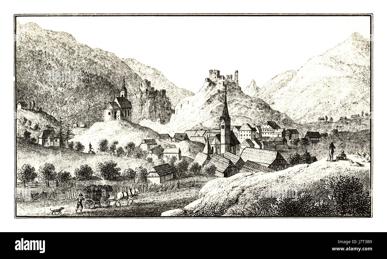 A lithographed view of Weitenstein, Gonobitz, in Styria, Austria, from ...