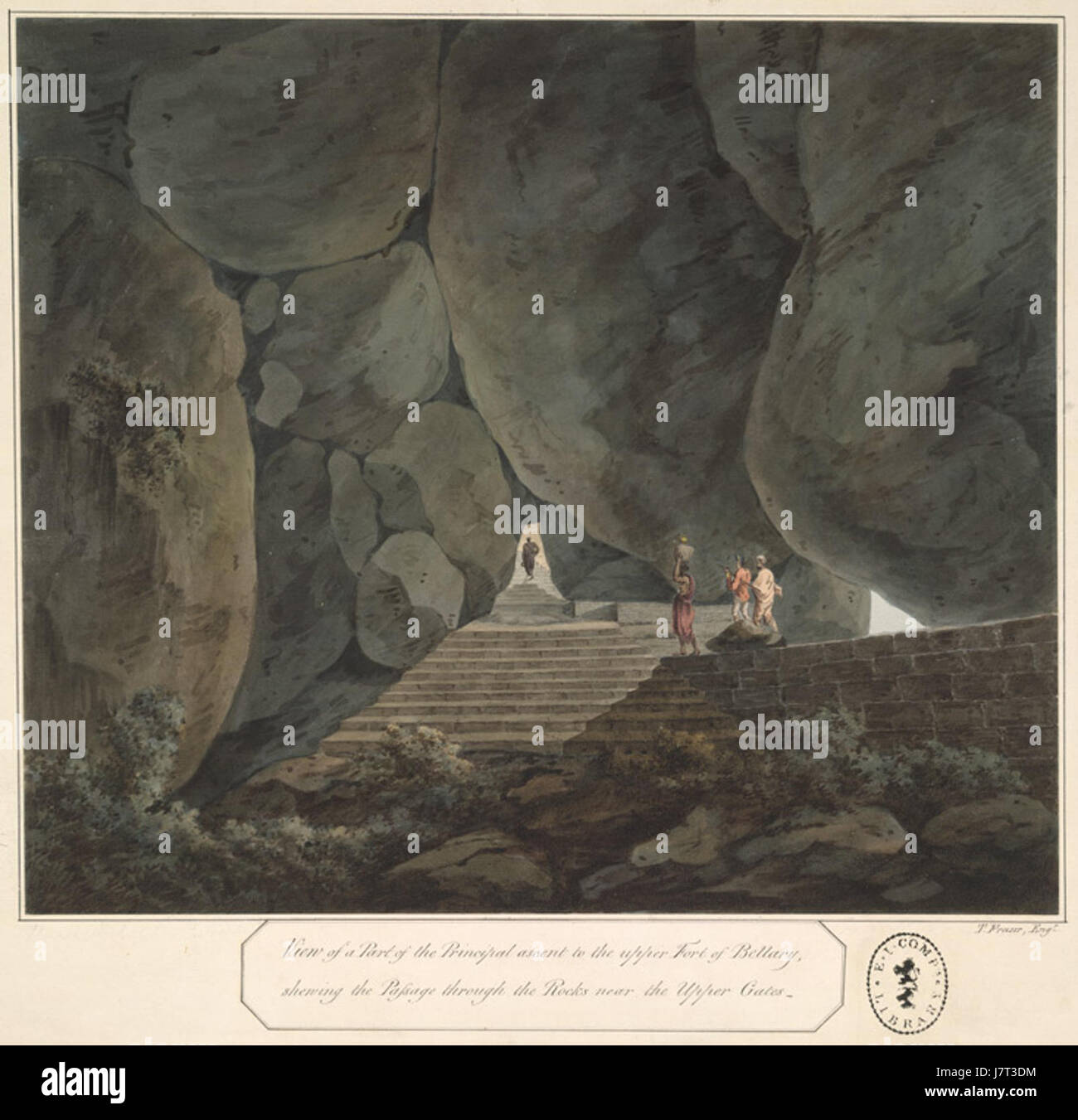 A passage through the rocks leading to the upper fort of Bellary Stock ...