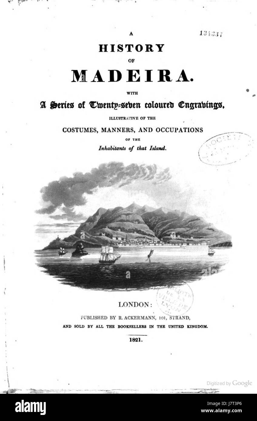 A History of Madeira, 1821, front cover Stock Photo - Alamy