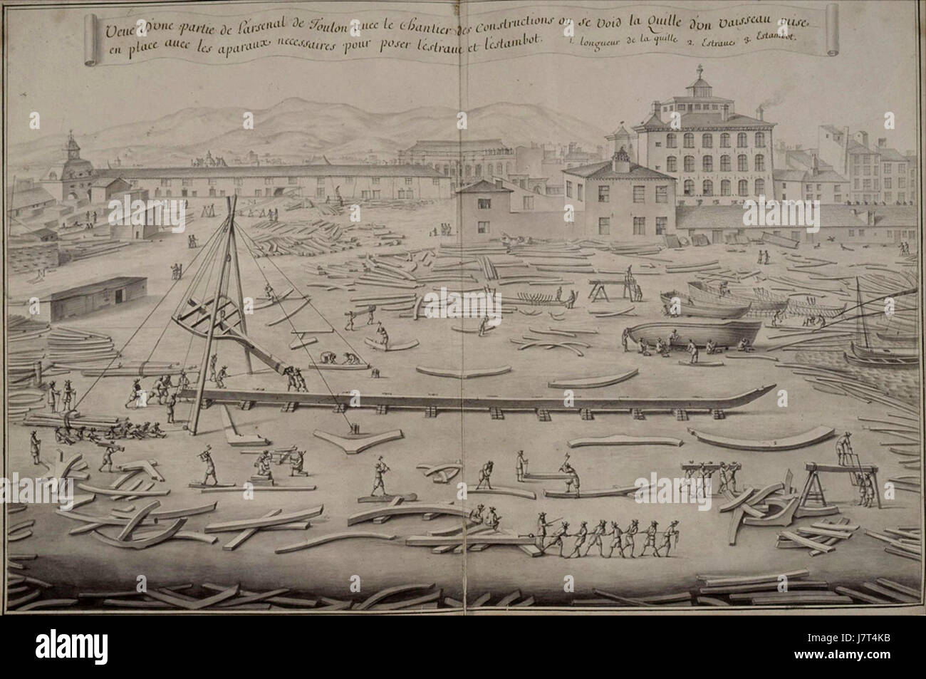 Arsenal de Toulon en 1670 avec vaisseau en construction Stock Photo - Alamy