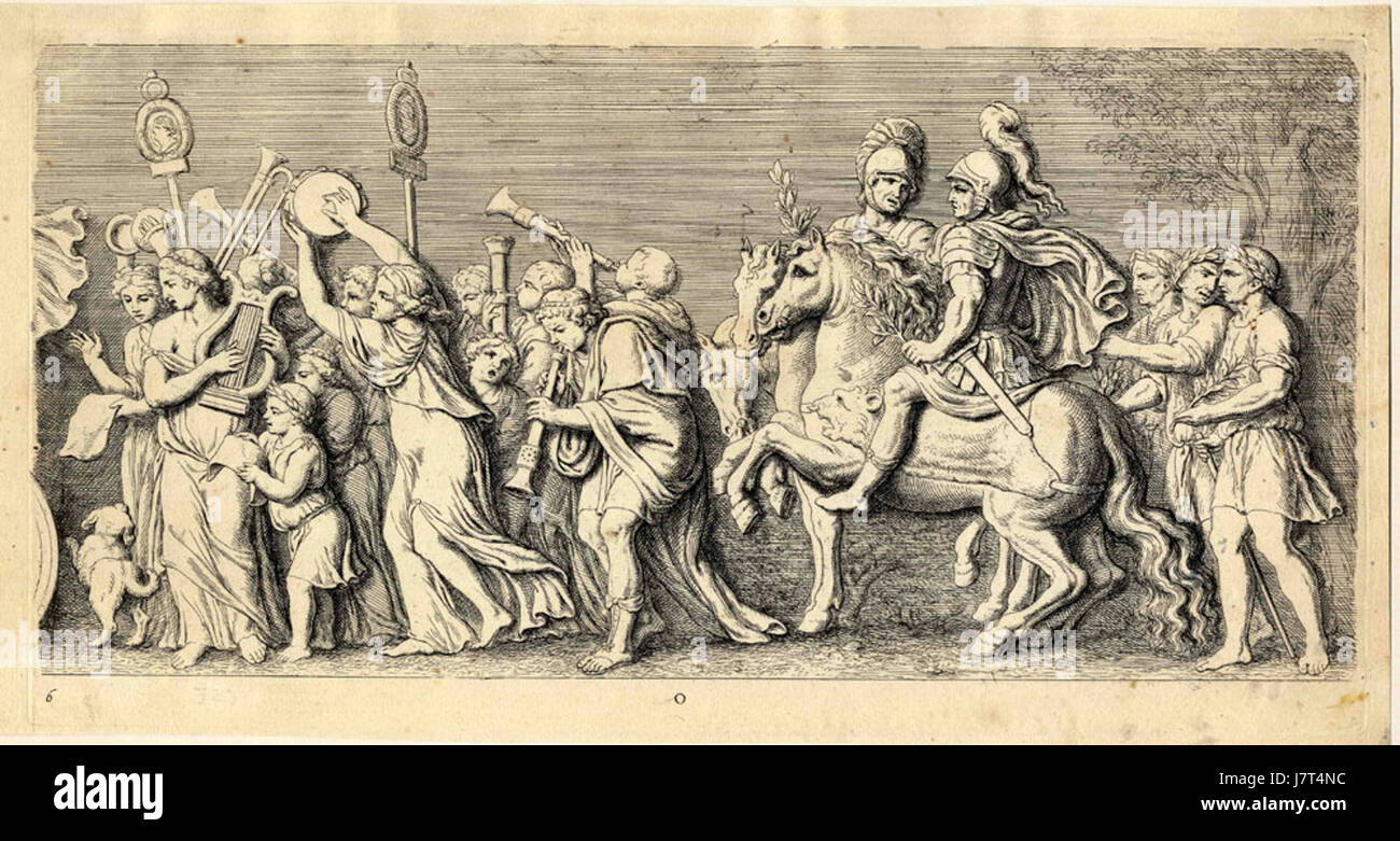 This image depicts an ancient triumphal procession from the 19th ...