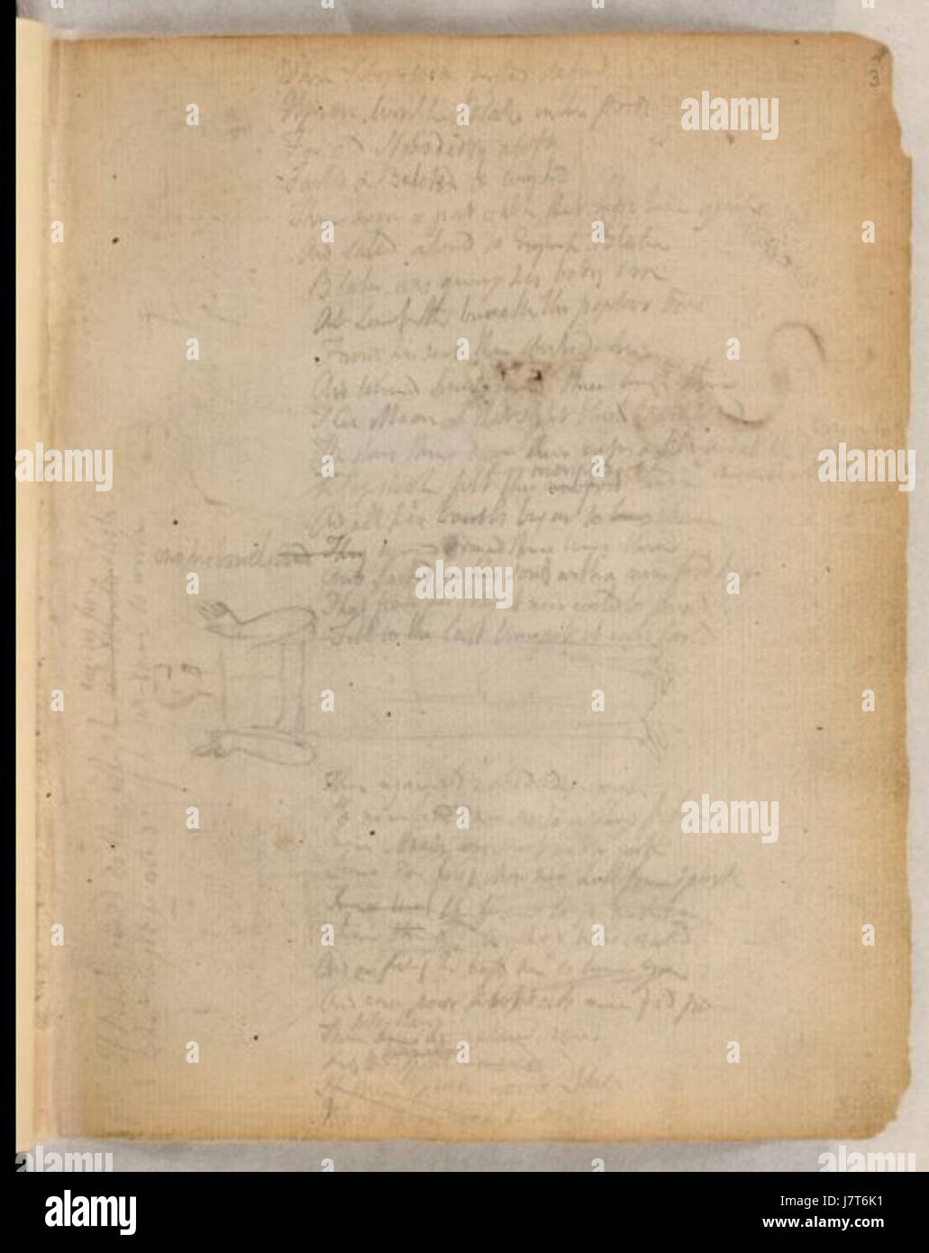 A page from the Blake manuscript, featuring original notes and sketches ...