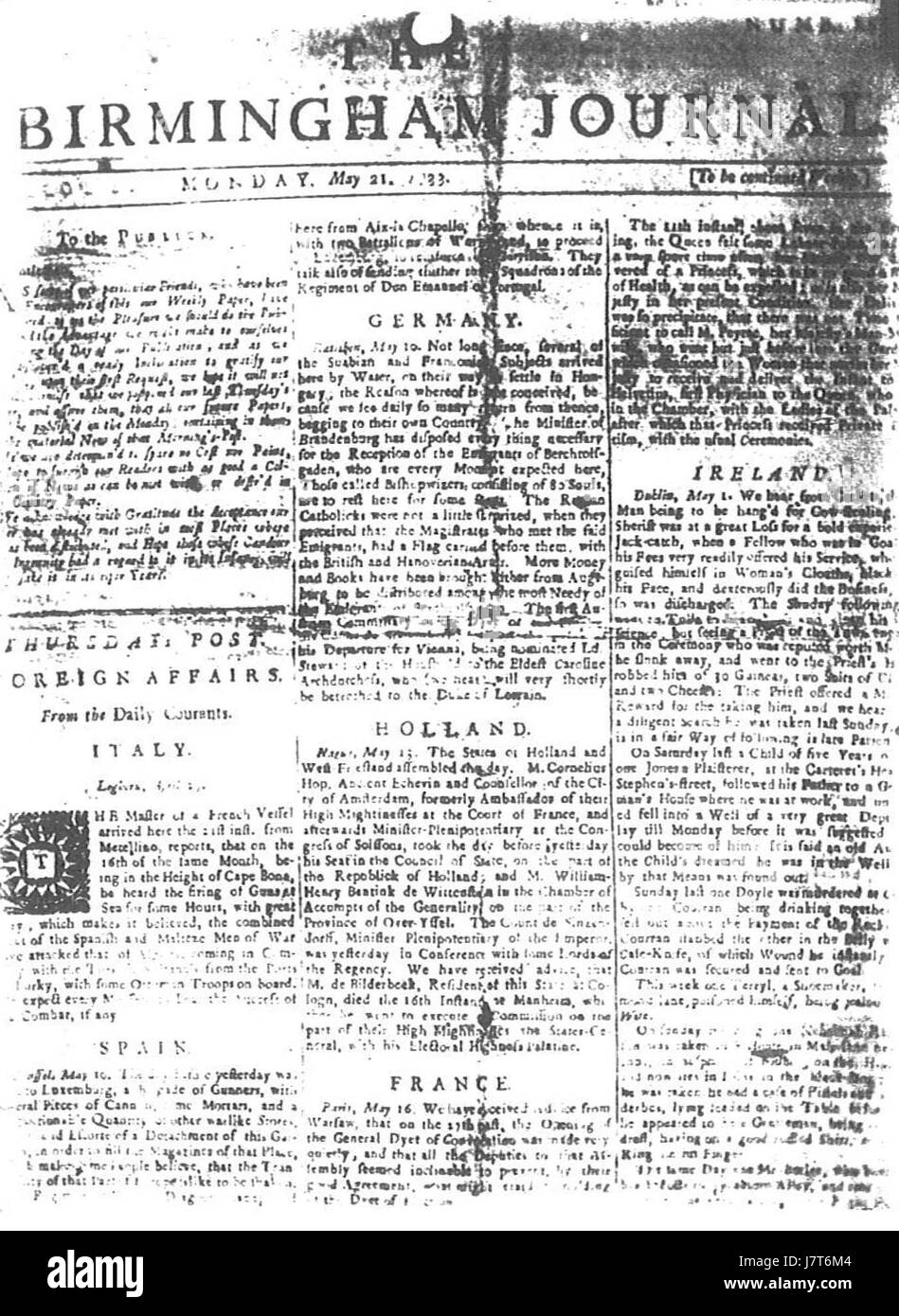18th century journal Black and White Stock Photos & Images - Alamy