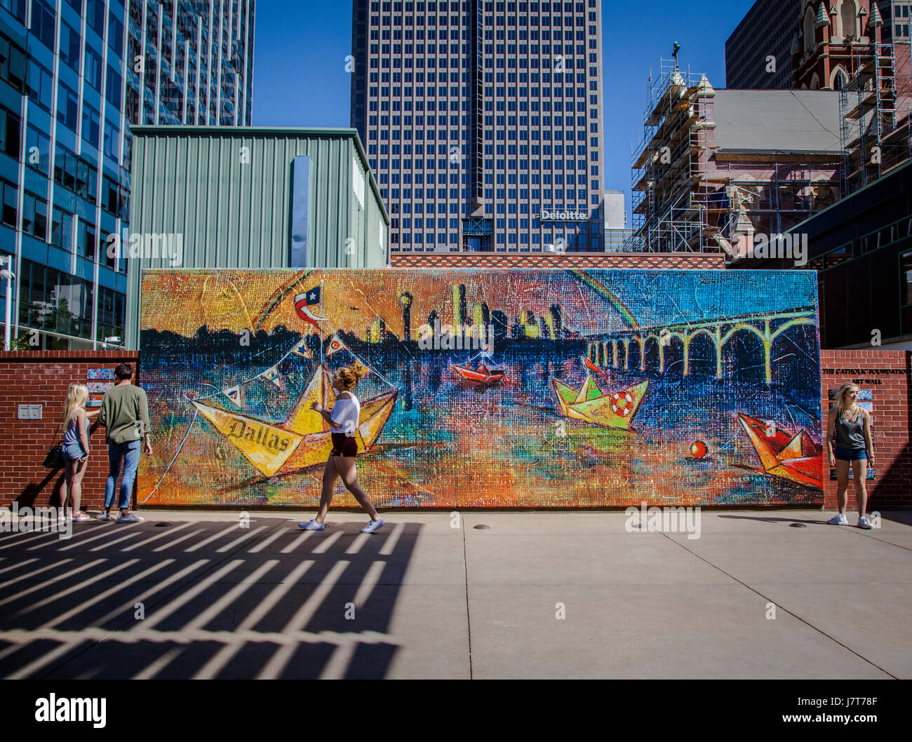 Young people posing for a picture in Dallas Downtown, Texas Stock Photo ...