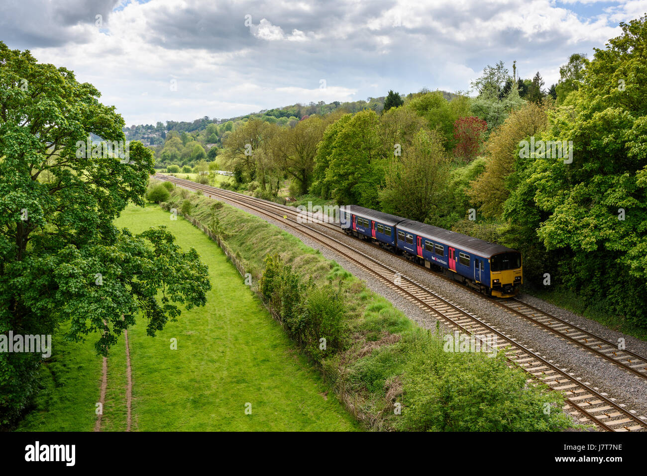 The Bath to Westbury railway line viewed from the Dundas Aqueduct ...