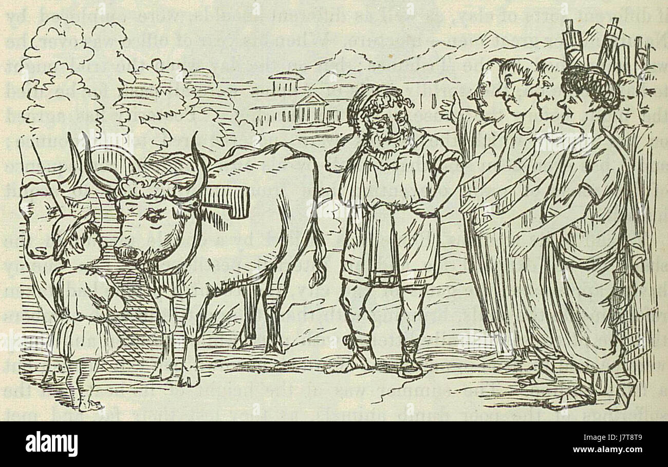 The *Comic History of Rome* illustrates the story of Cincinnatus, who ...