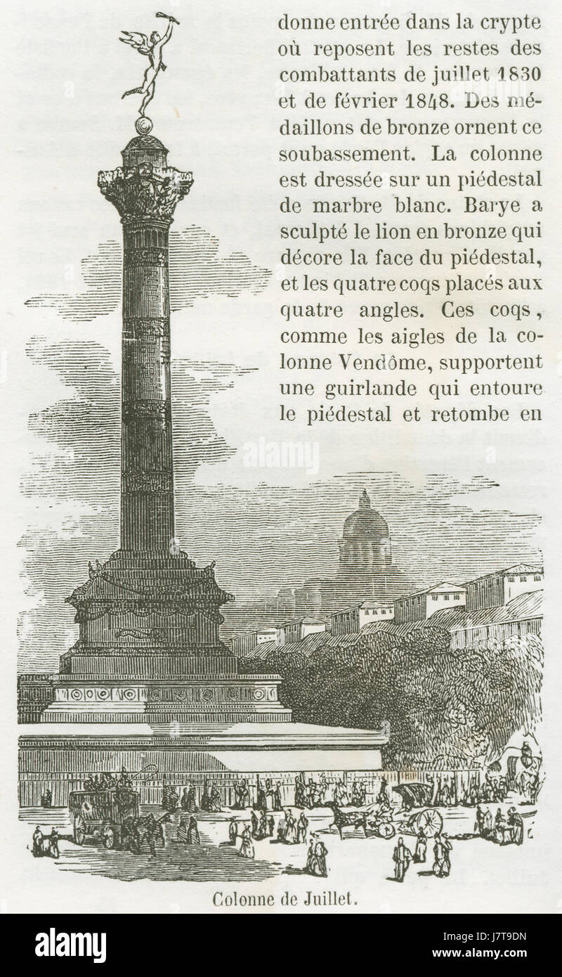 The Colonne de Juillet, erected in 1855 in Paris, commemorates the July ...