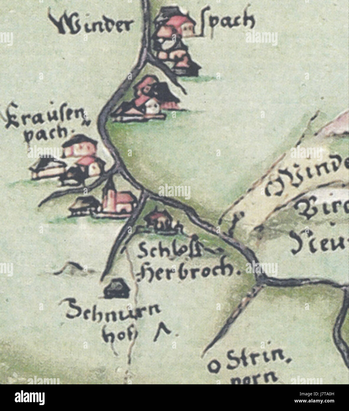 The *Dammbachtal* is a valley depicted on the 1594 *Spessartkarte* by ...