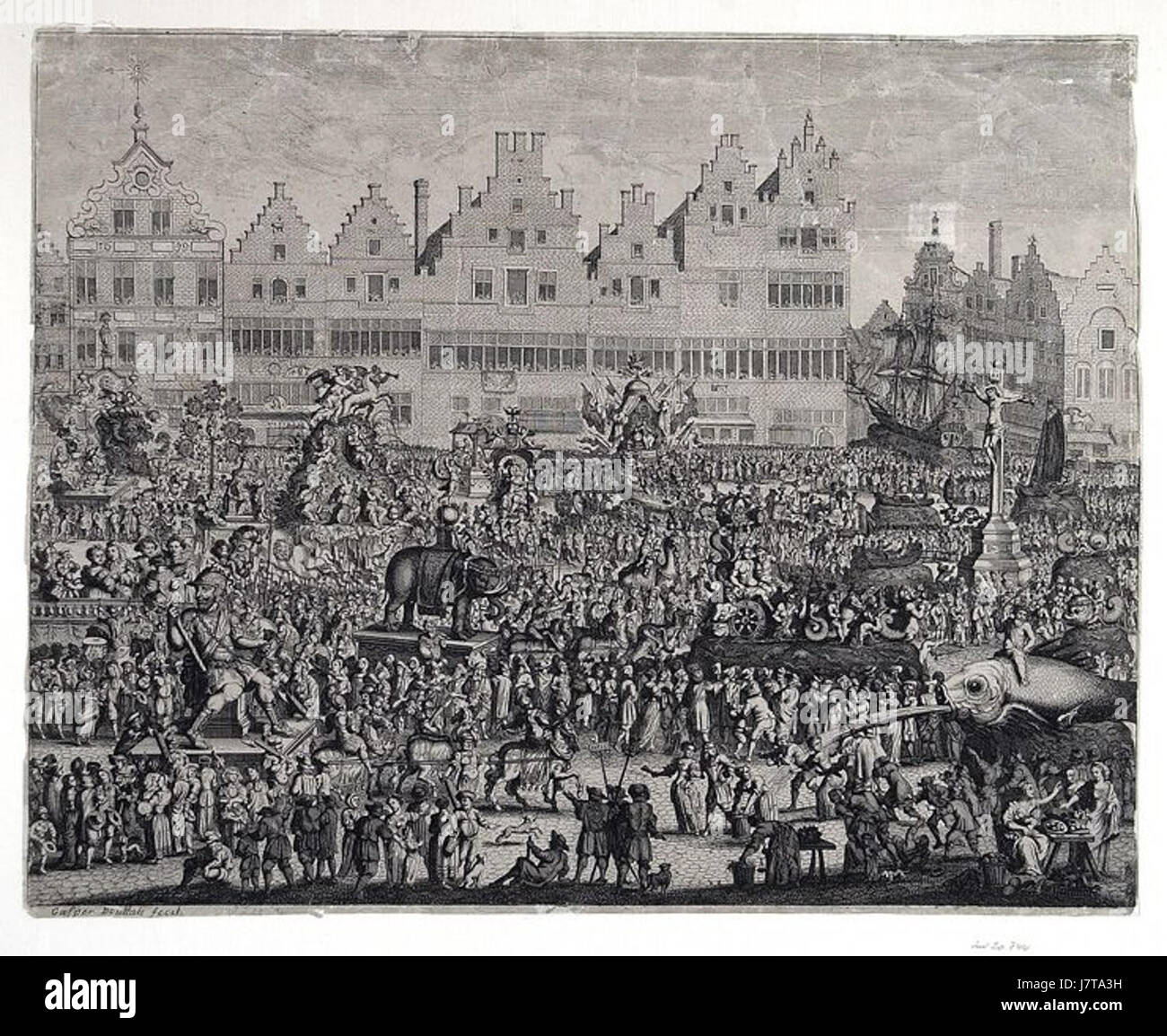 'De Ommegang op de Meir' by Gaspar Bouttats depicts a historical procession that took place in ...