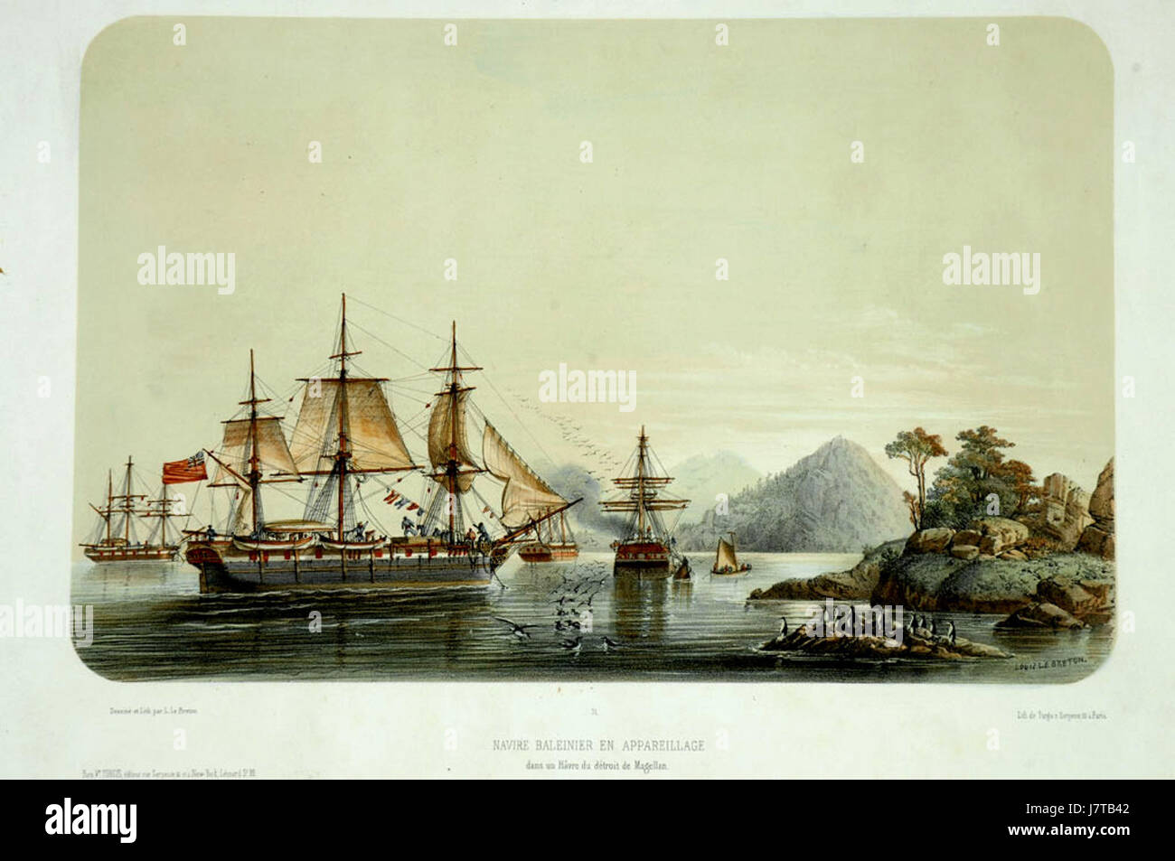 'Barco ballenero en Estrecho de Magallanes' refers to a whaling ship in ...