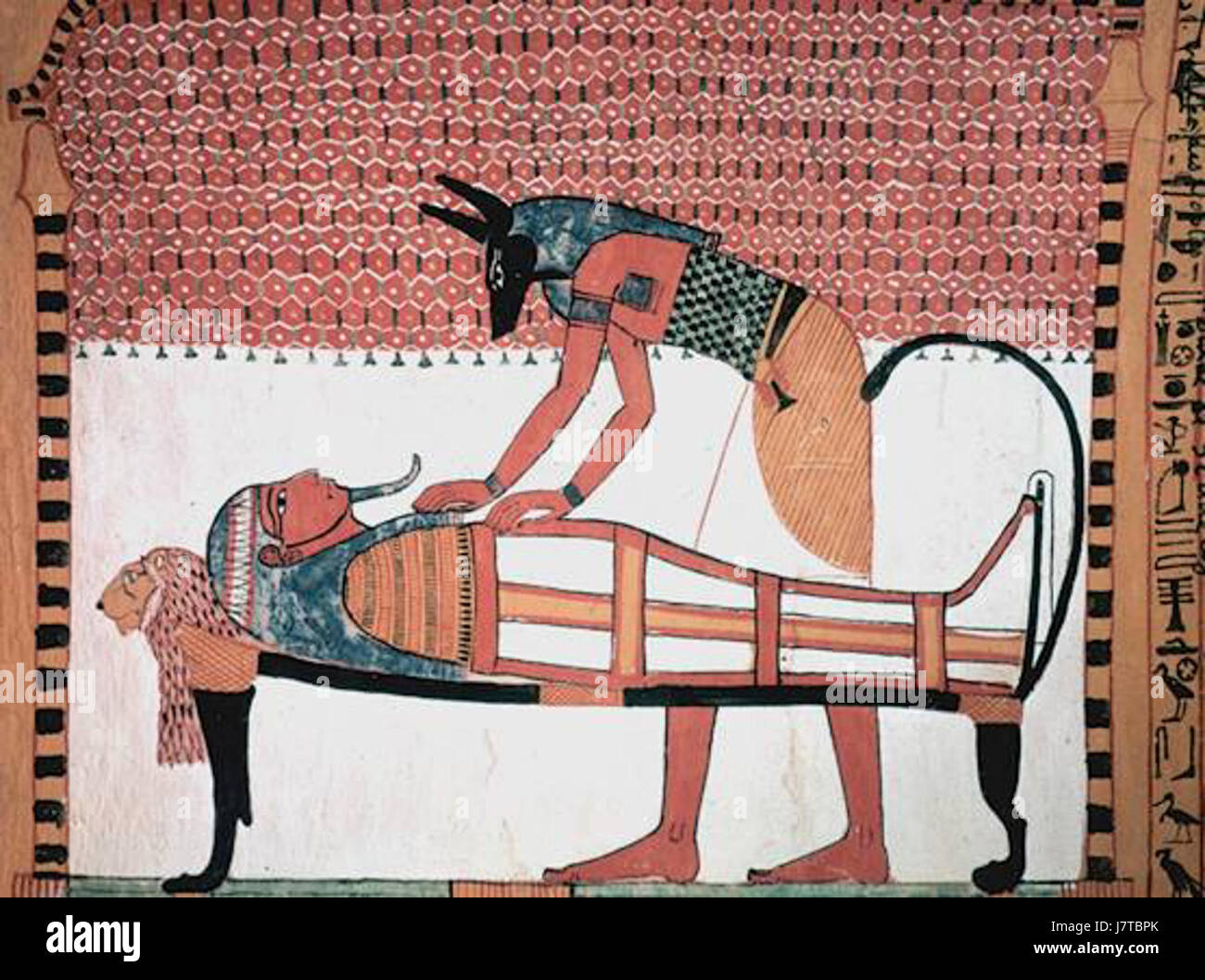 Anubis attending the mummy of Sennedjem Stock Photo - Alamy