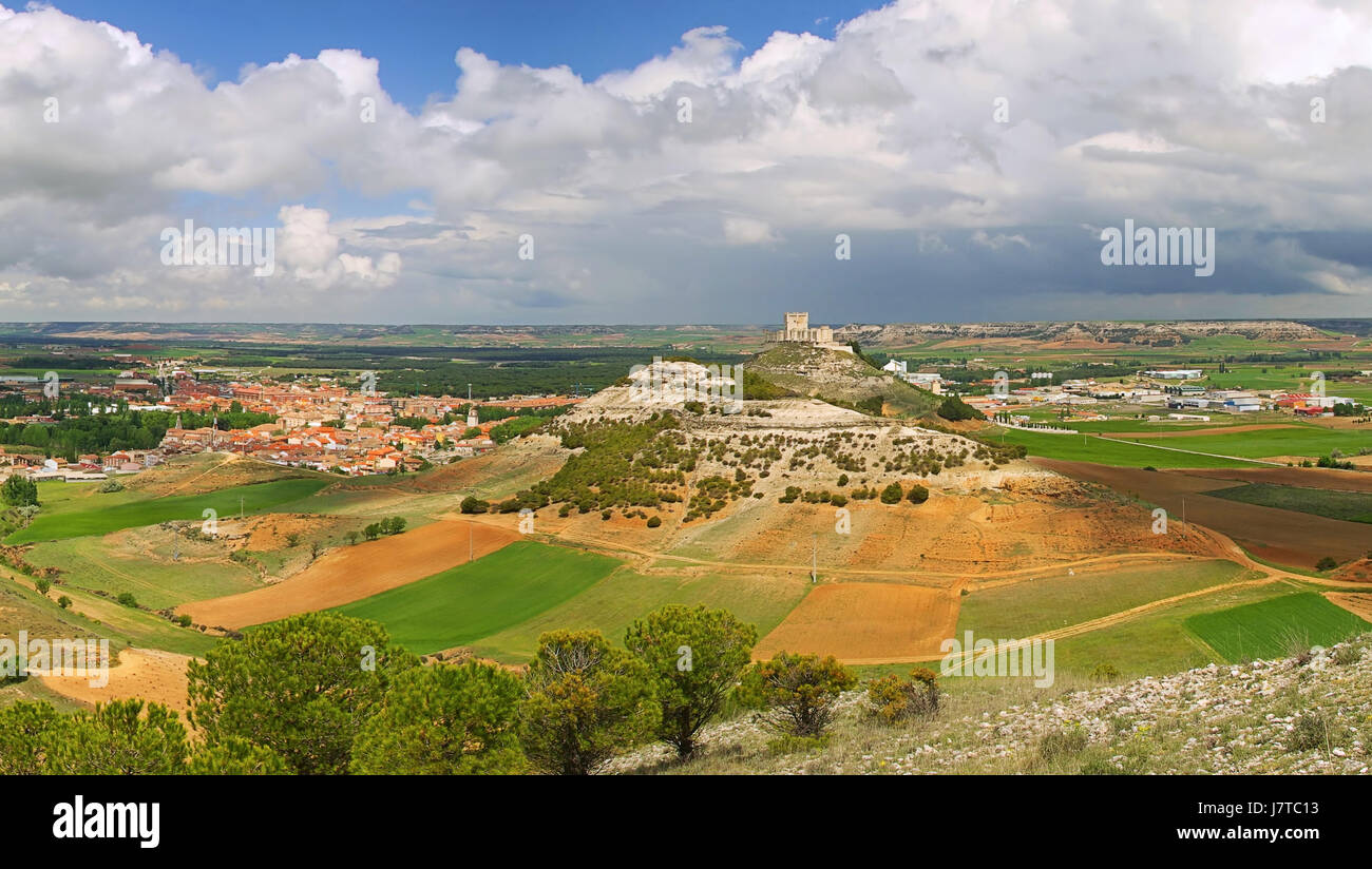 spain fortress chateau castle tower stone cloud europe spain wall ...