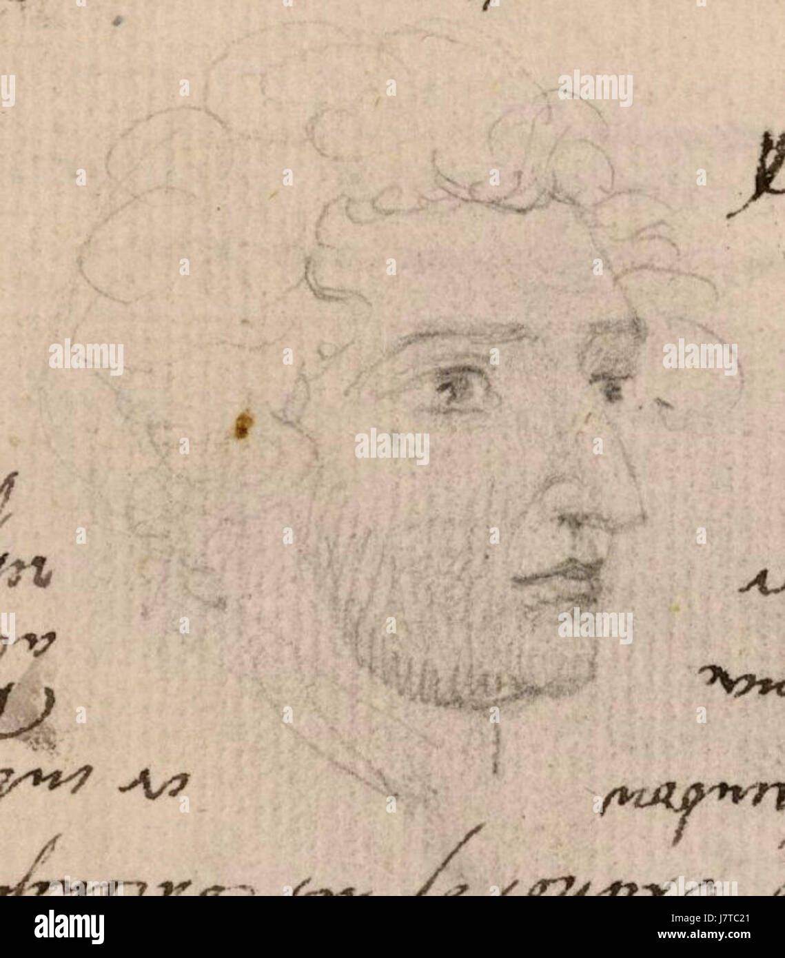 This page from the Blake manuscript features a drawing of the head of a ...