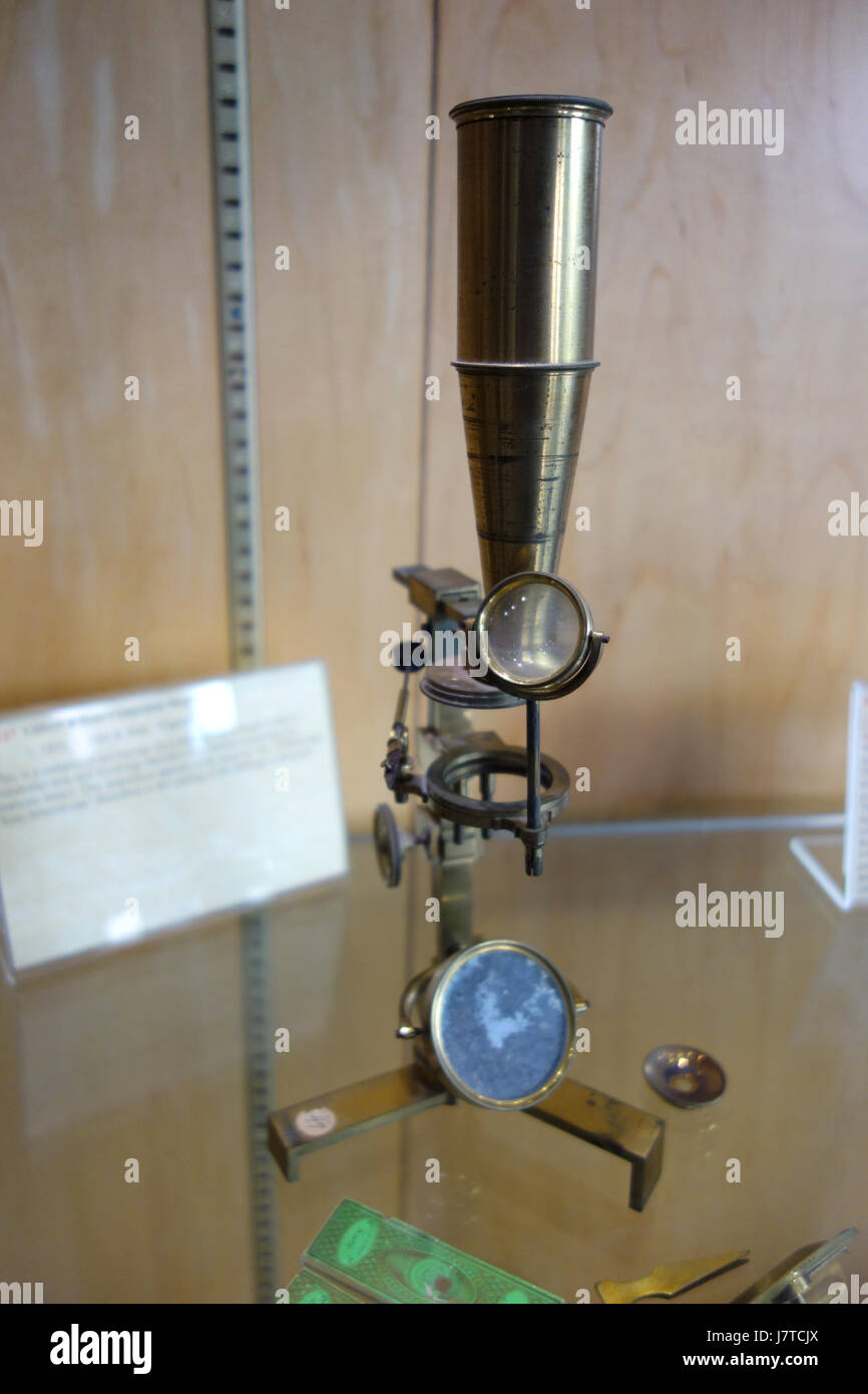 This 1820s compound microscope by Gilbert & Sons, England, is mounted ...
