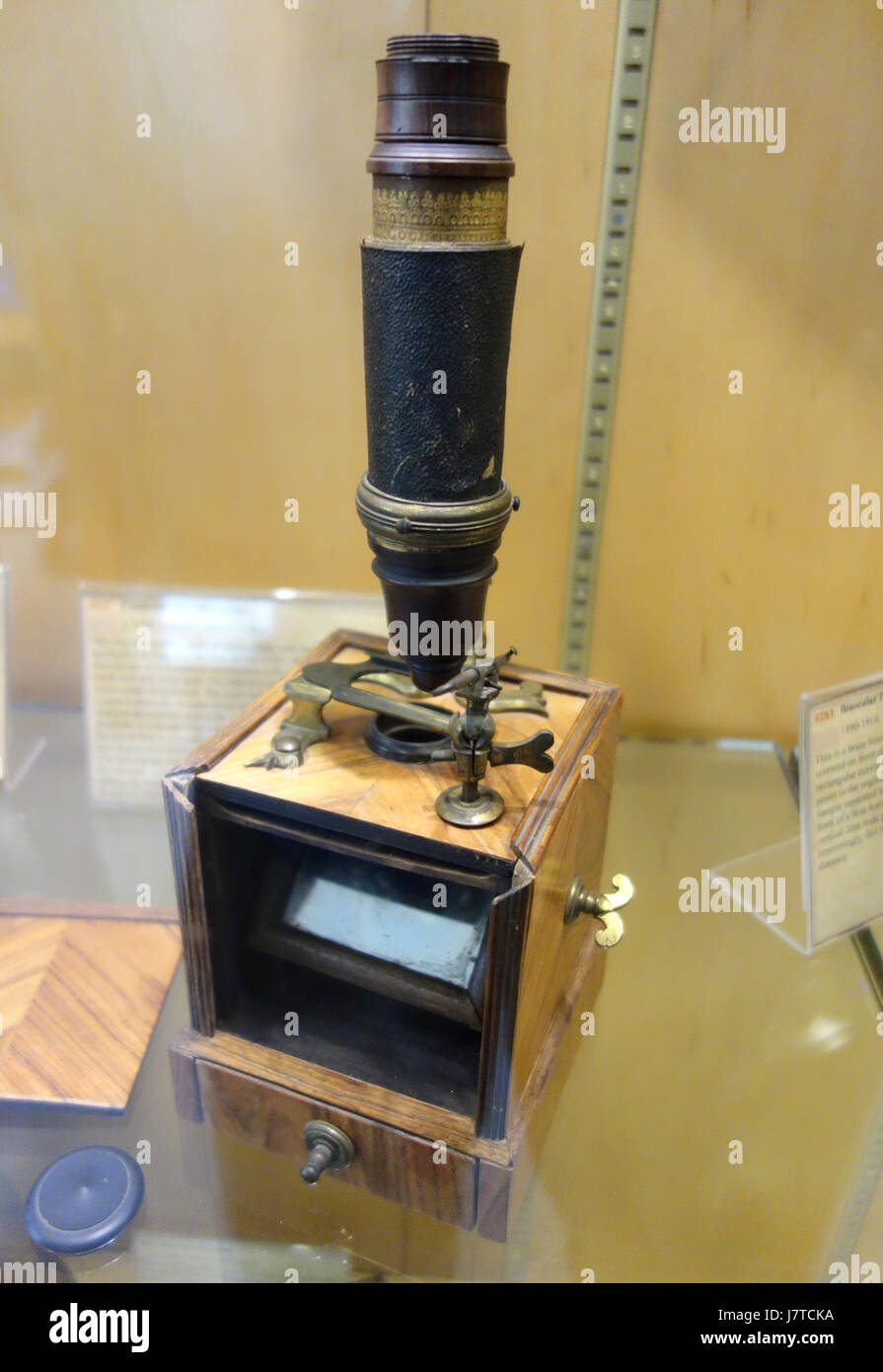 1730 circa, compound box microscope with body tube covered in fish skin ...