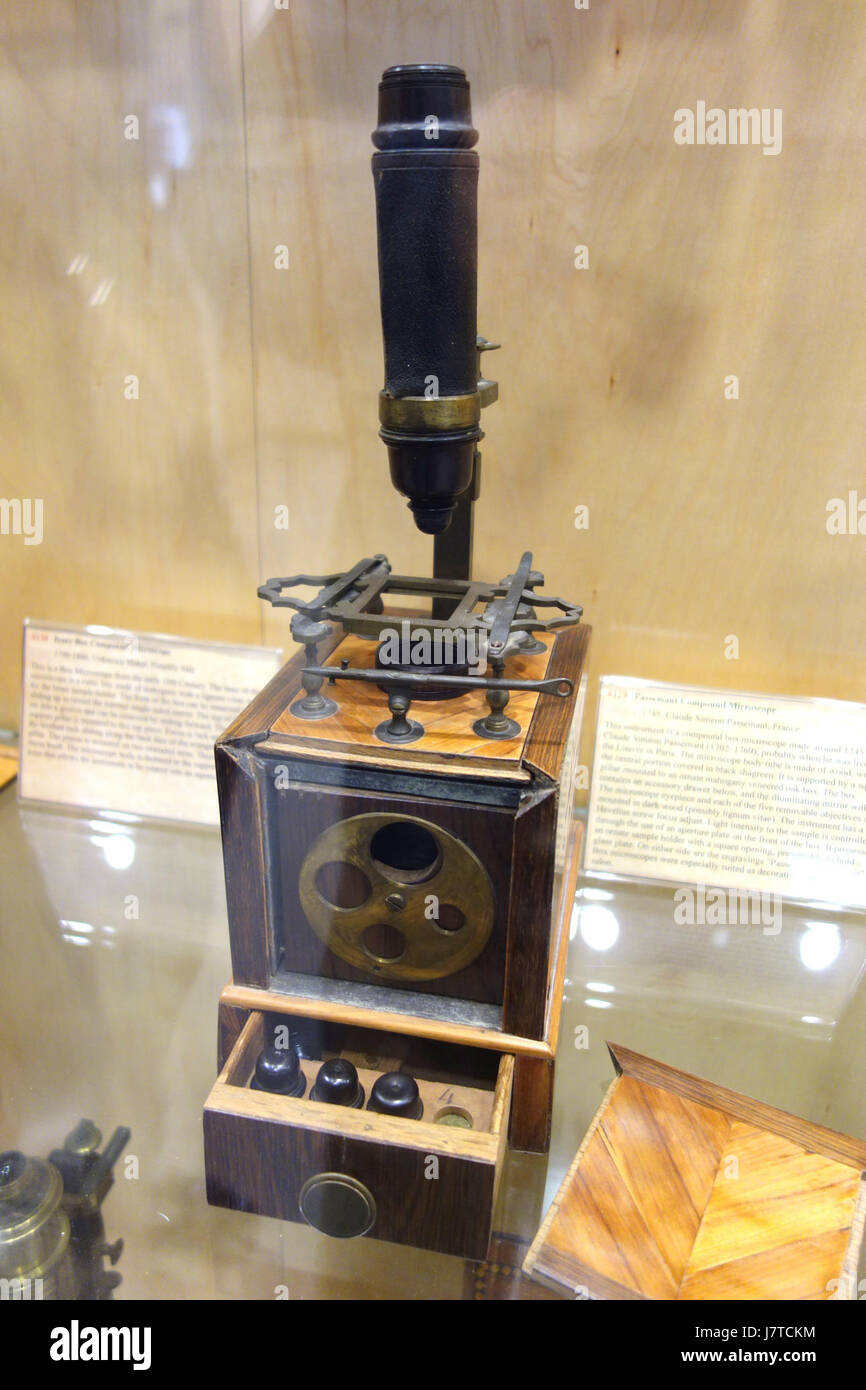 1745 circa, compound box microscope with shagreen, Claude Simeon ...