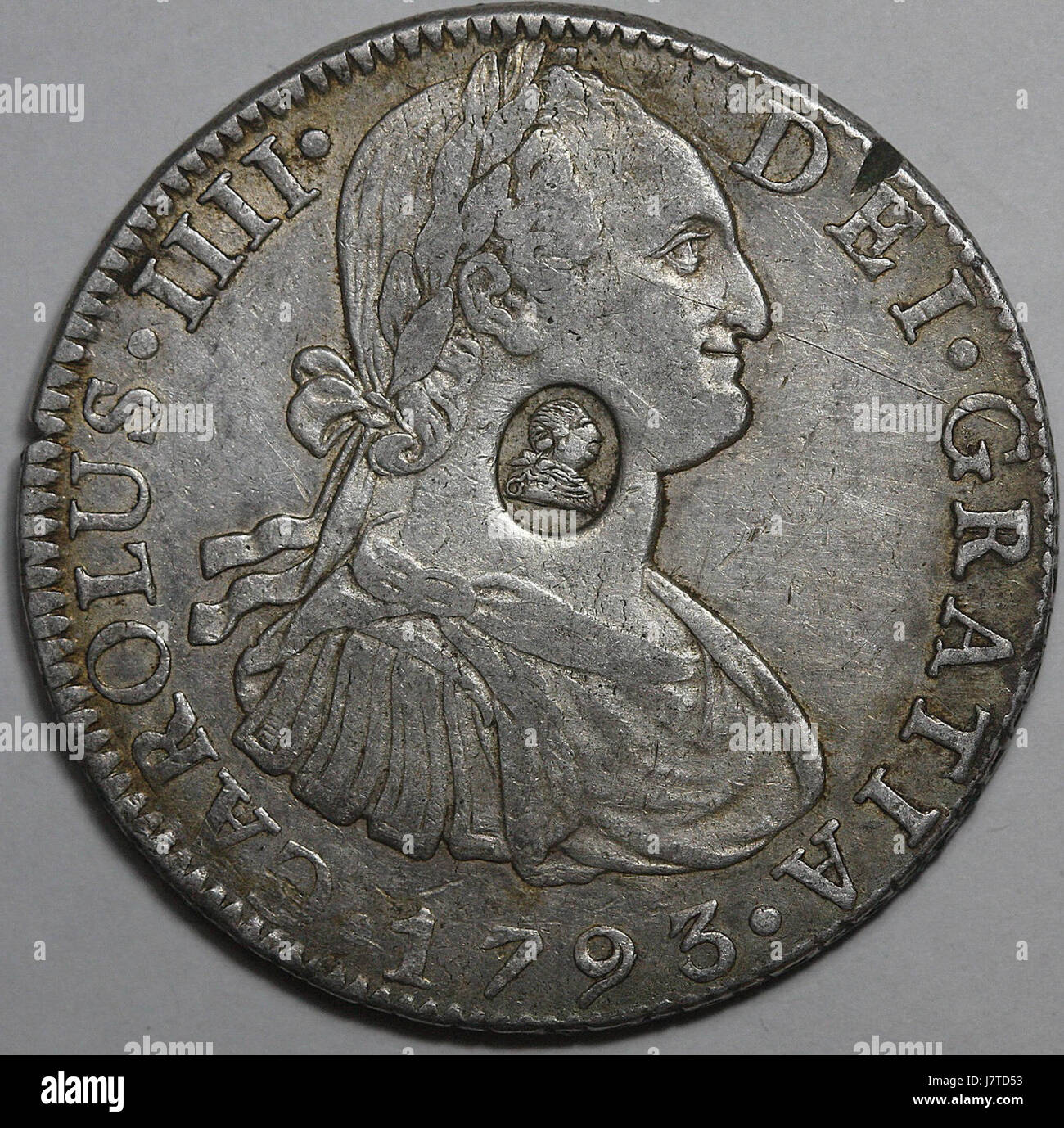 1793 M counterstamped dollar obverse Stock Photo - Alamy