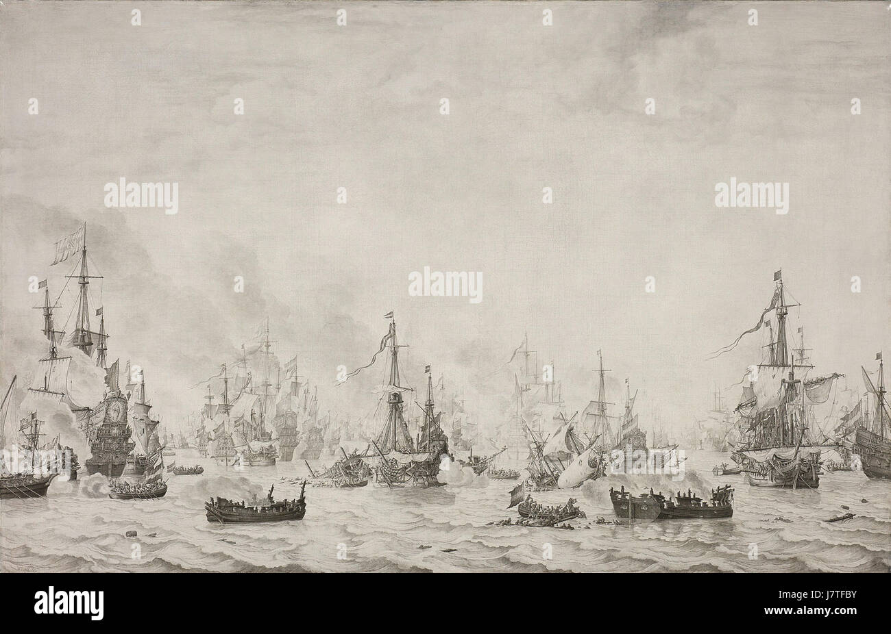 The Sea Battle against the Spanish Armada at Duins, depicted in artwork ...