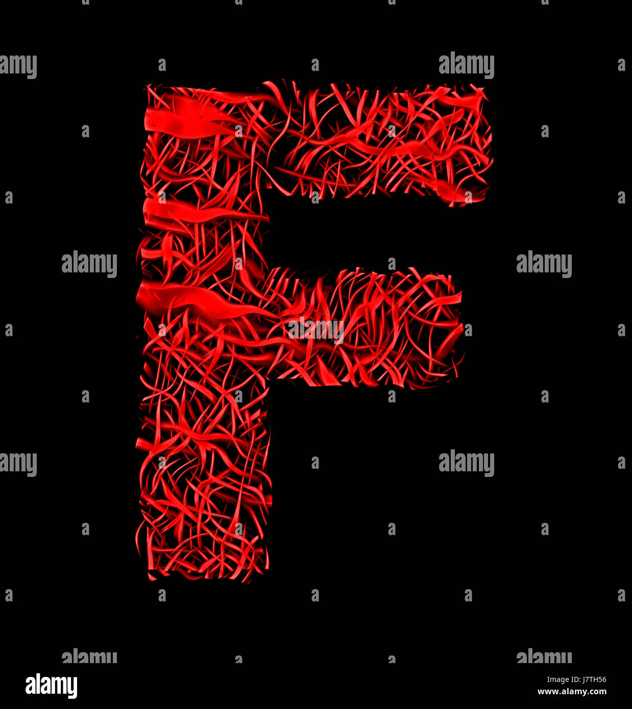 letter F red artistic fiber mesh style isolated on black background ...