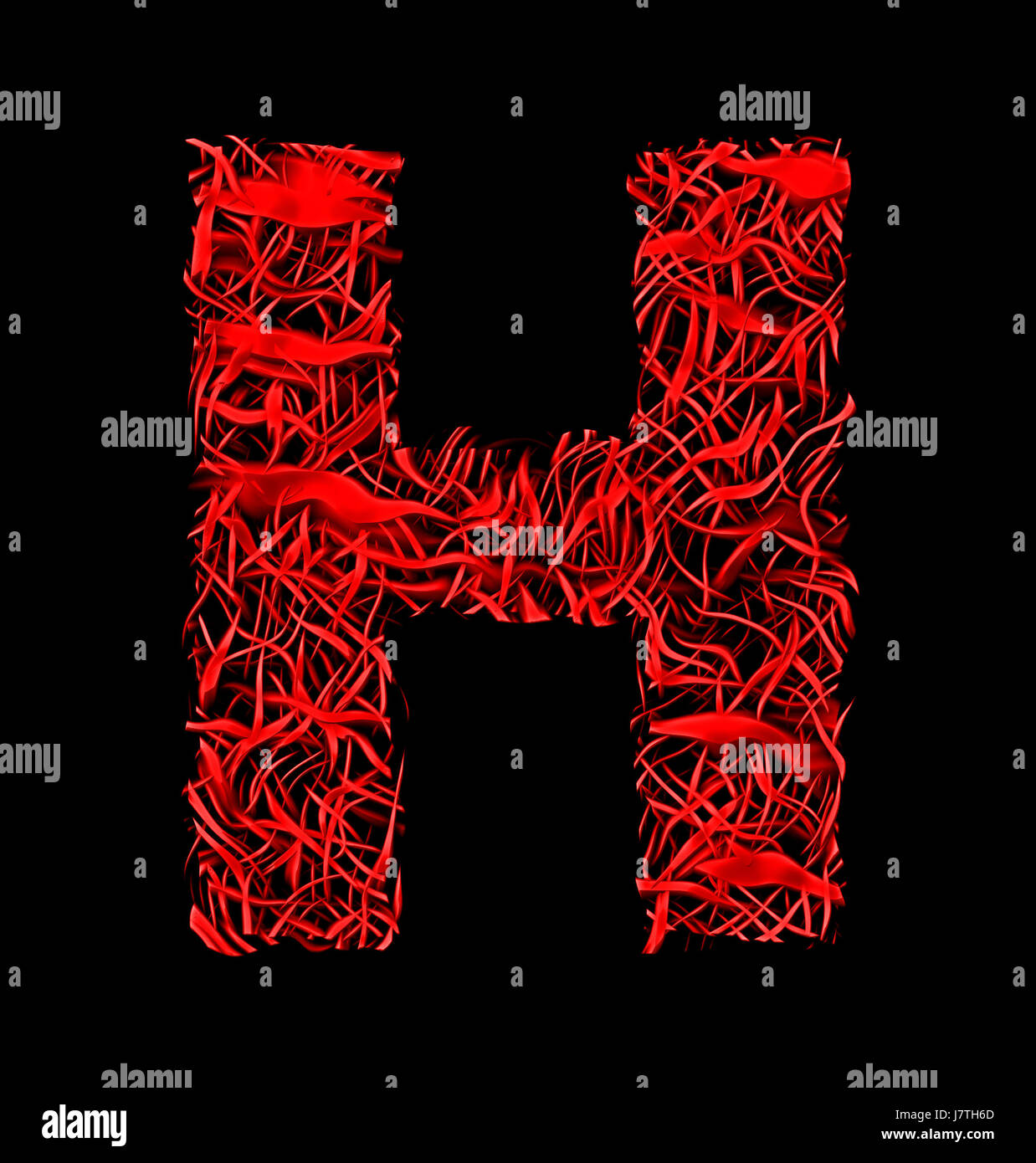 letter H red artistic fiber mesh style isolated on black background ...