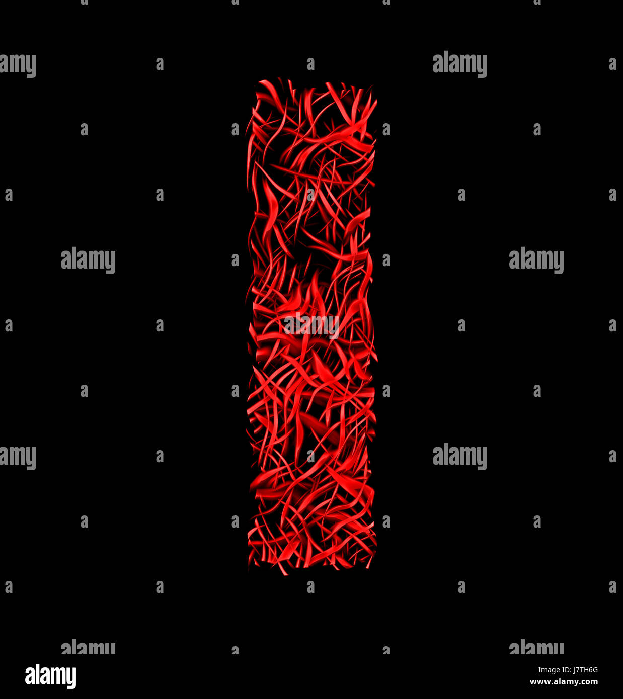 letter I red artistic fiber mesh style isolated on black background ...