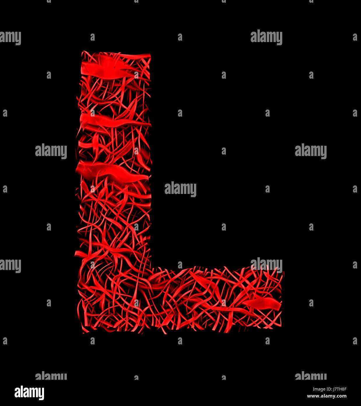 letter L red artistic fiber mesh style isolated on black background ...