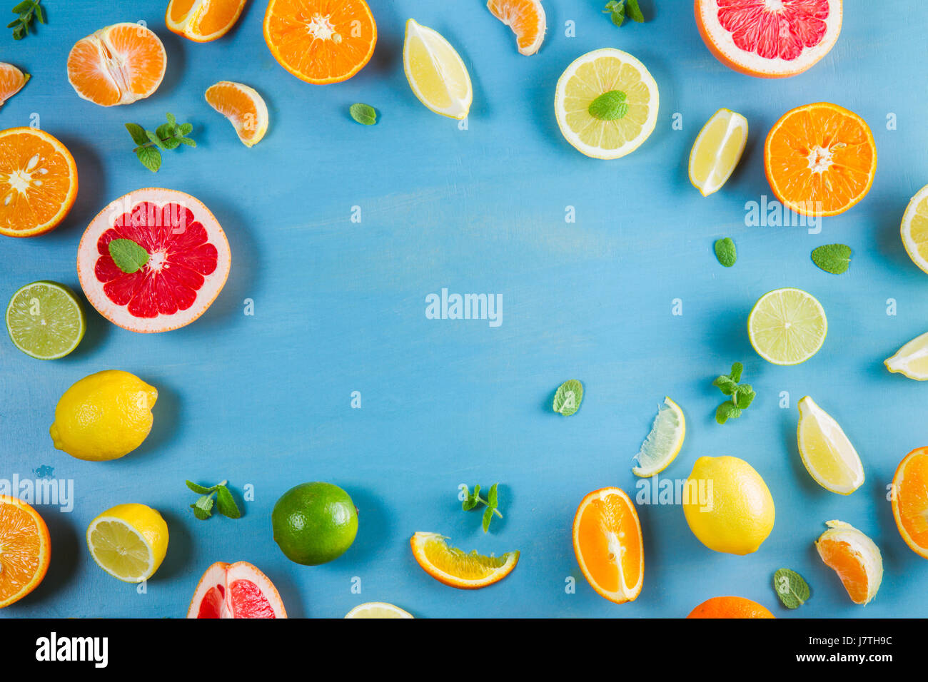 citrus pattern on blue Stock Photo - Alamy