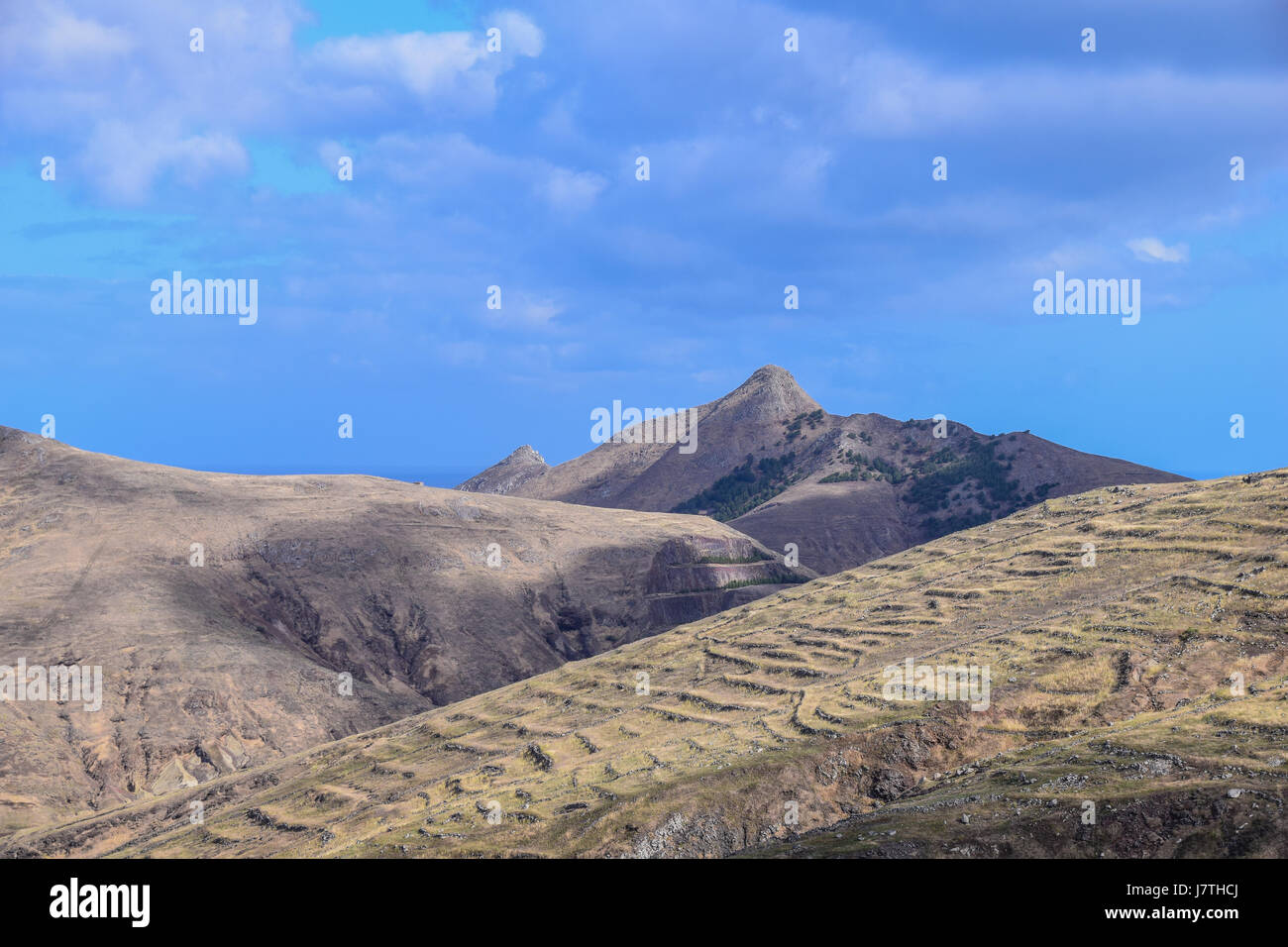 Undulating landscape of Porto Santo Island, Madeira Stock Photo - Alamy