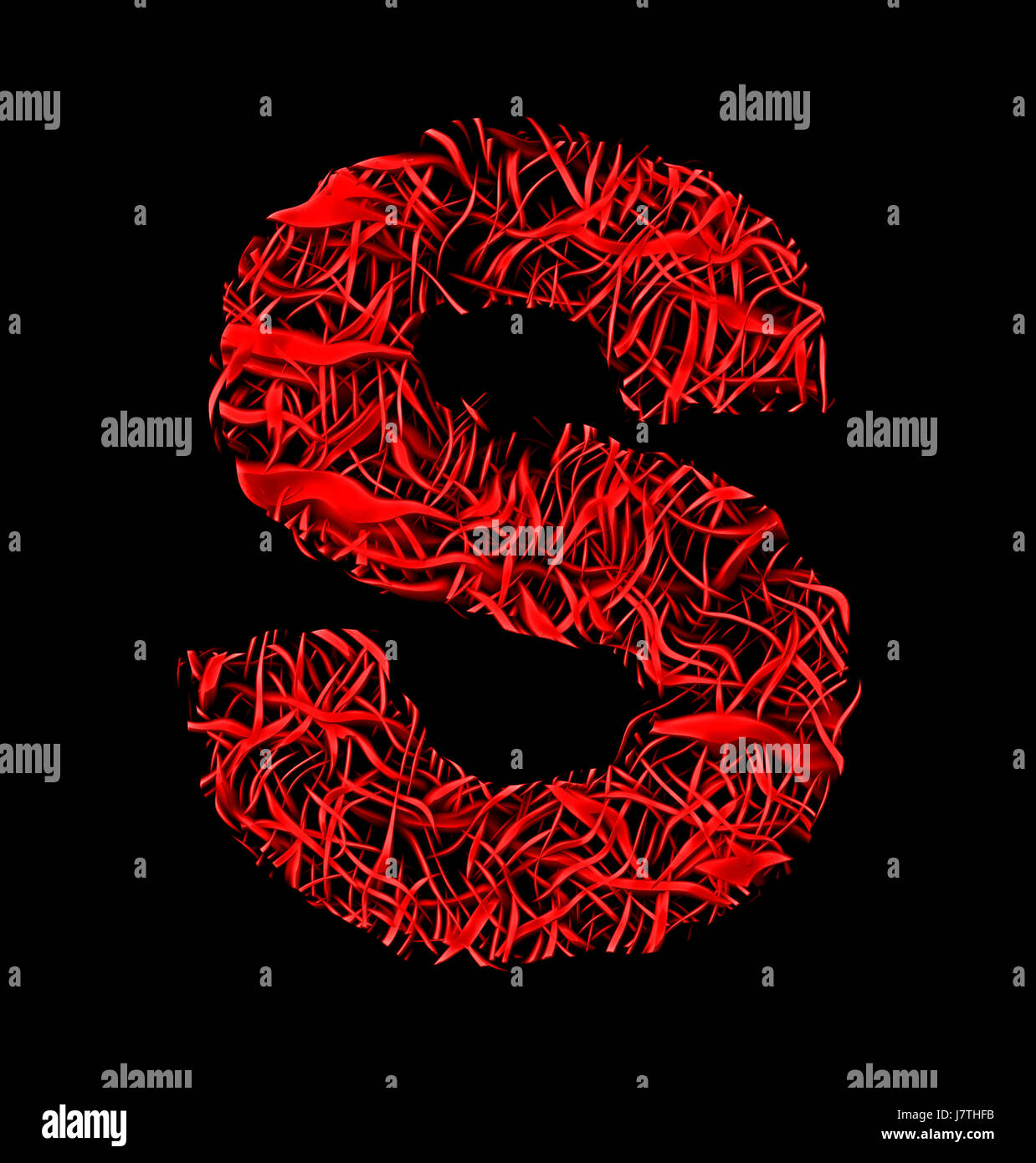 letter S red artistic fiber mesh style isolated on black background ...