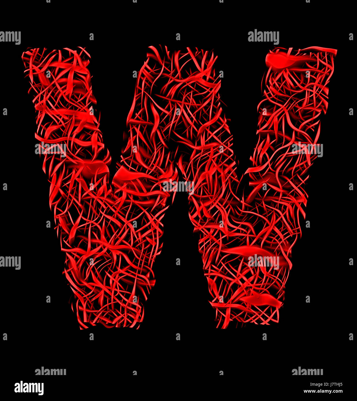 letter W red artistic fiber mesh style isolated on black background ...