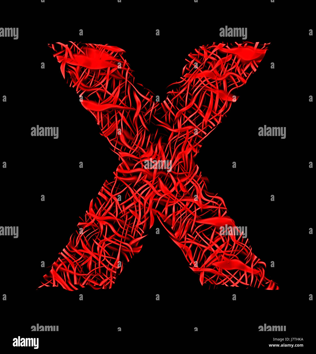 letter X red artistic fiber mesh style isolated on black background ...