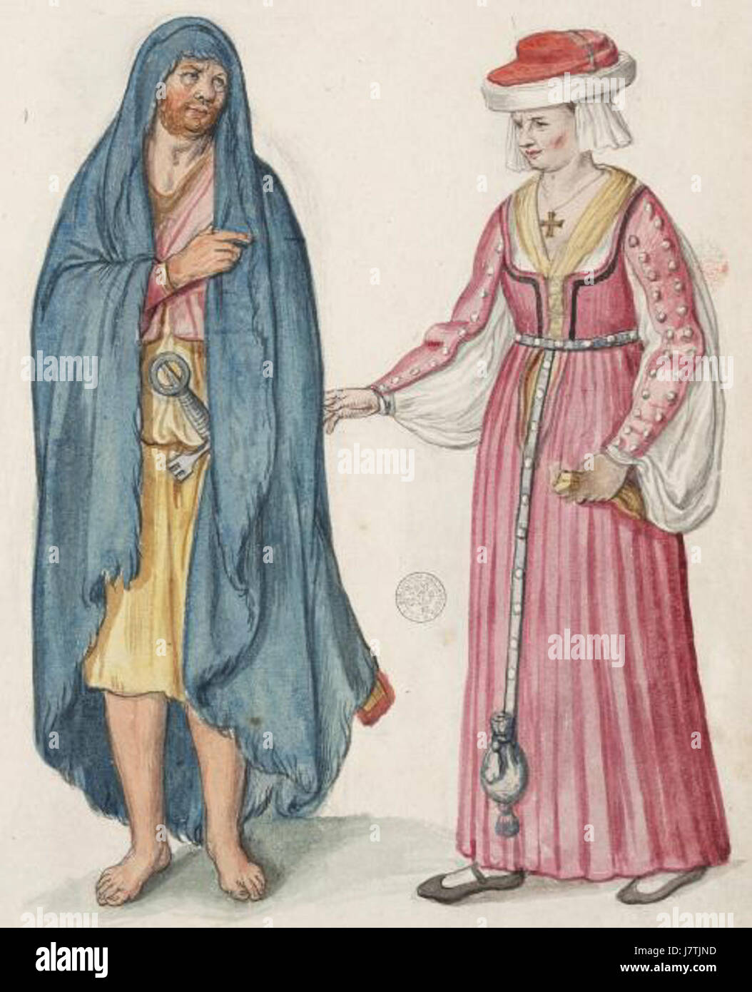 This image depicts a 16th-century Irish man and woman, showcasing ...